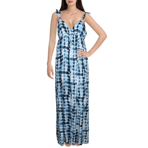 Gilli | Dresses | Gilli Womens Blue Stretch Tie Dye Casual Maxi Dress ...